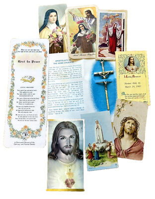 Lot Of Vintage Prayer Cards Cross Saint Theresa Loving Memory ...