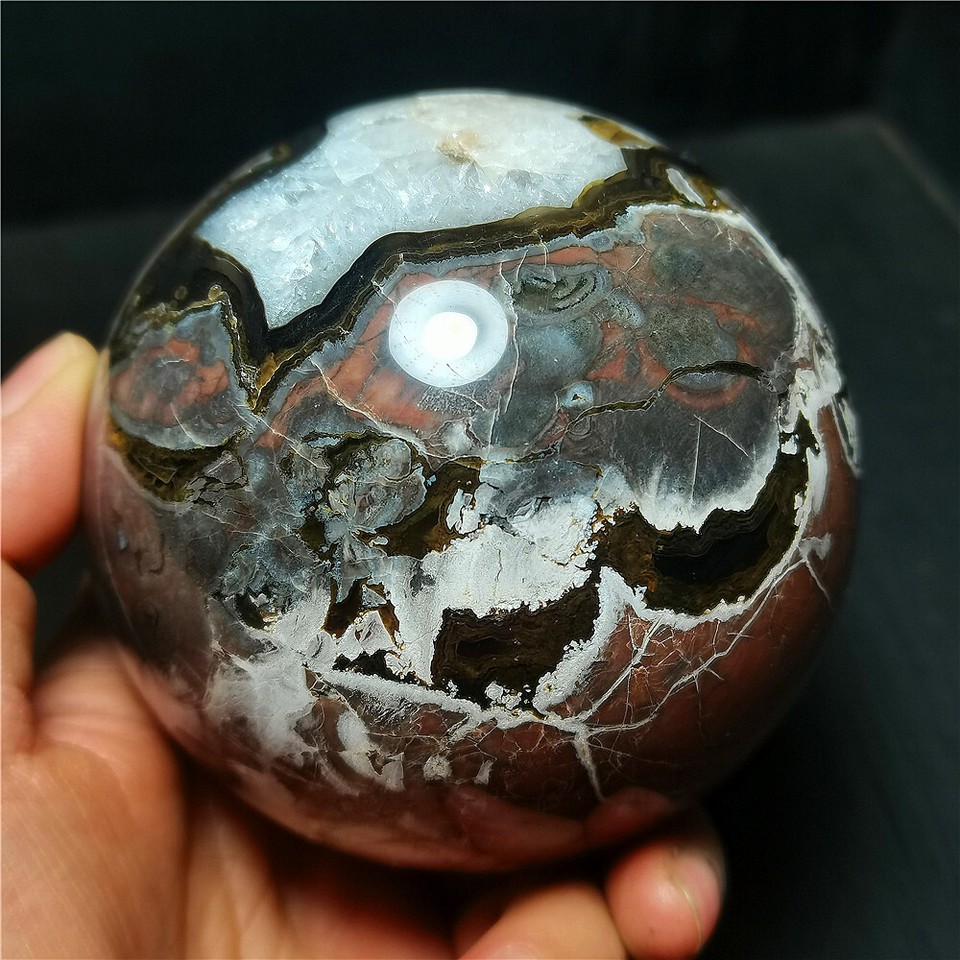 RARE 921g Natural Polished Volcano Colorful Agate Stone Ball Healing ...