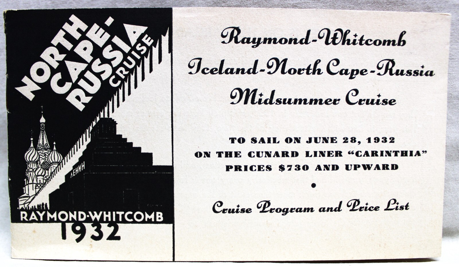 CUNARD LINE SHIP SS CARINTHIA 1932 NORTH CAPE RUSSIA CRUISE BROCHURE ...