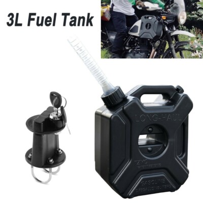 3L Fuel Tank Can Car Motorcycle Spare Petrol Oil Tank kit With Lock ...