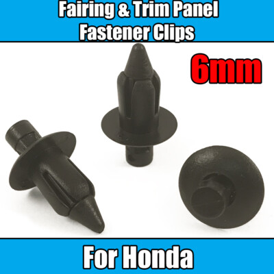 20x Clips For Honda Fairing Panel Trim Rivets Fasteners 6mm Hole Black ...