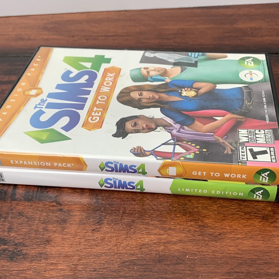 The Sims 4 & Sims 4 Get to Work Expansion Pack Lot of 2 Both with Keys ...