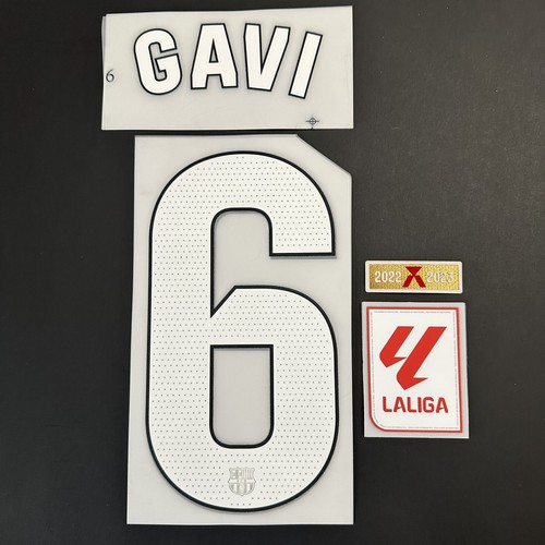 Gavi #6 Barcelona FC Home Name & Number Set- La Liga Font & Patches | eBay