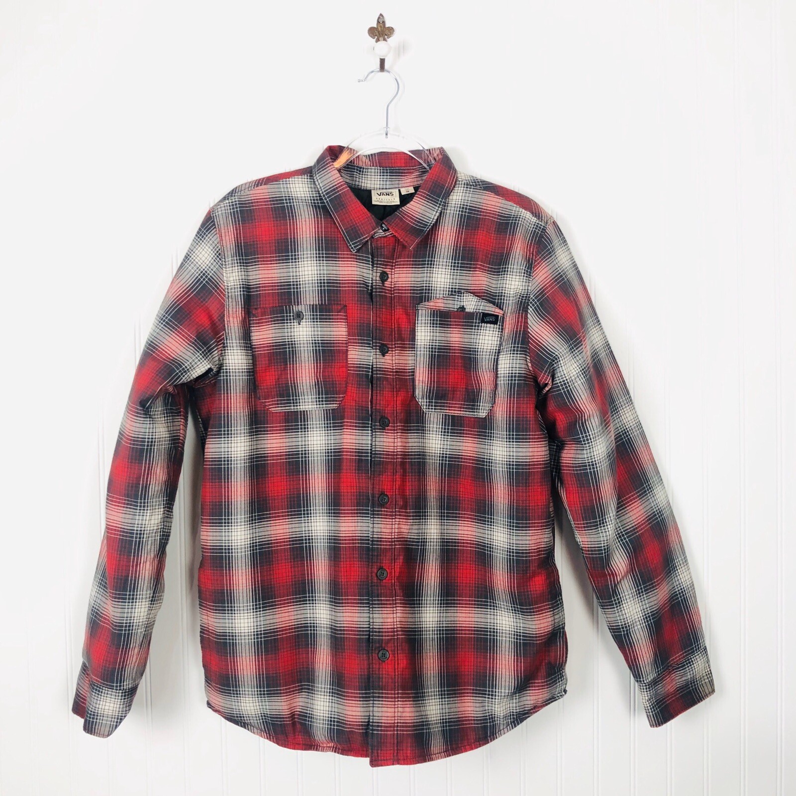 Vans Puffy Plaid Jacket Red & Black Plaid Women’s Siz… - Gem