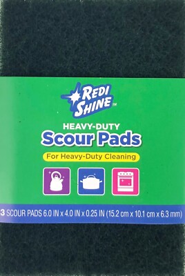 Redi Shine Heavy-Duty Scour Pads Cleaning 4 Pack Of 3 Scour Pads Each ...