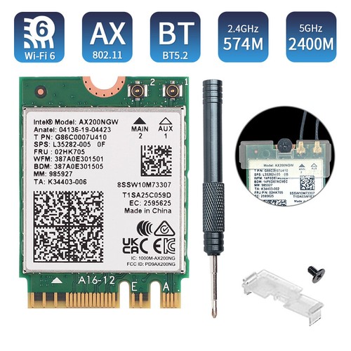 Intel AX200NGW Wi-Fi 6 NGFF M.2 802.11ax/ac Dual Band Bluetooth 5.2 ...