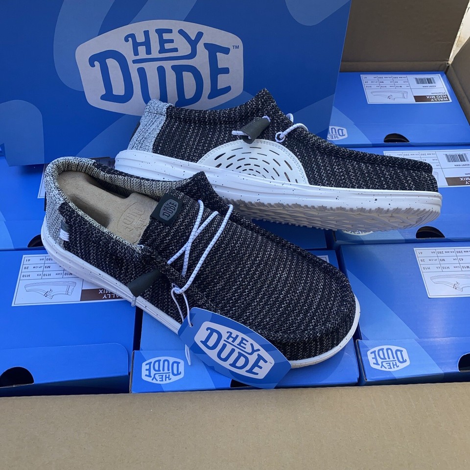 Hey Dude Men’s Wally H2O Mix Shoes Phantom Black Loafers Comfort Sizes ...