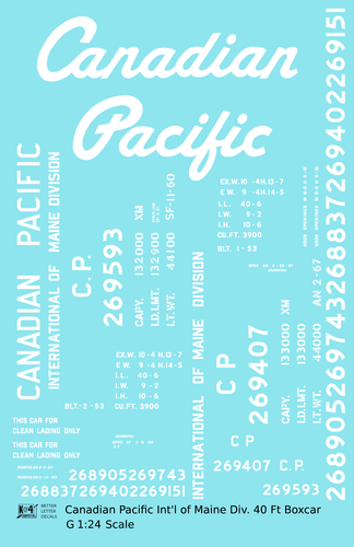 K4 G 1:24 Scale Decals Canadian Pacific 40 Ft Boxcar Script, Int'l Of ...