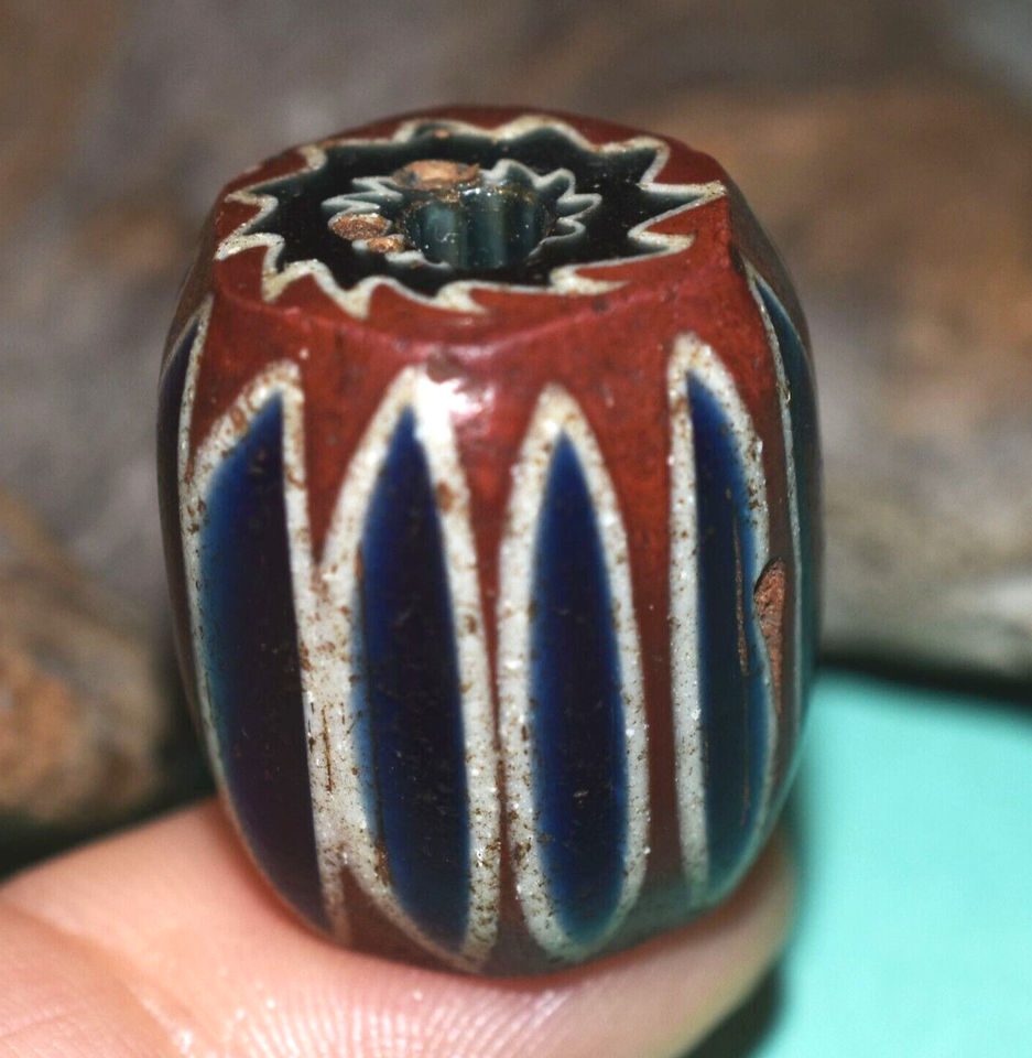 Antique Venetian Ground Seven Layer Chevron Italian Drawn Bead, African ...