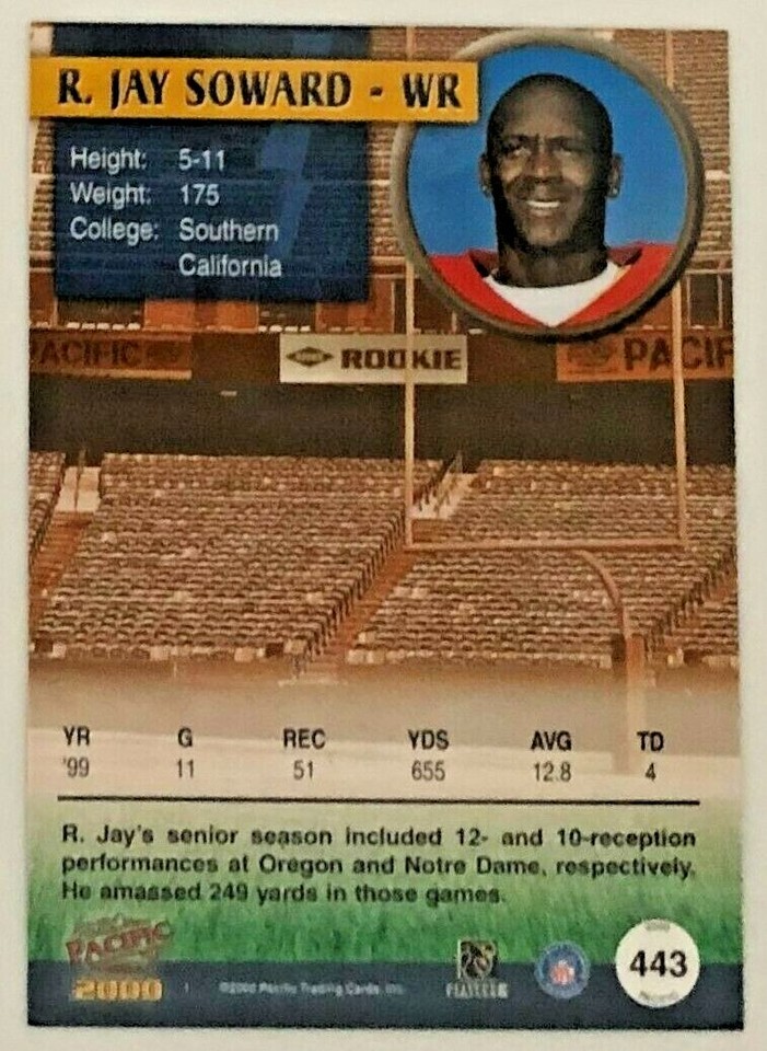 2000 Pacific Autographs On Card NFL Rookie Card #443 R.Jay Soward ...