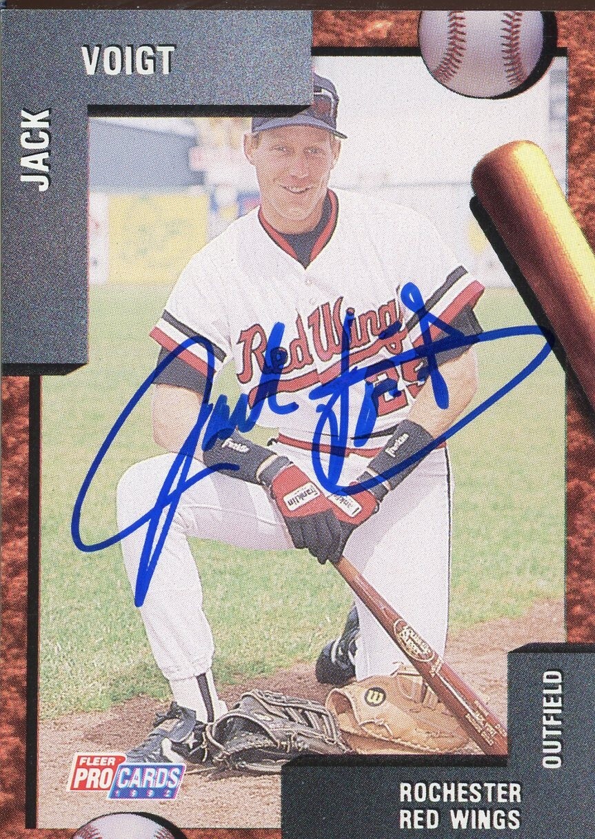 1992 Rochester Red Wings JACK VOIGT Signed Card autograph AUTO ORIOLES ...