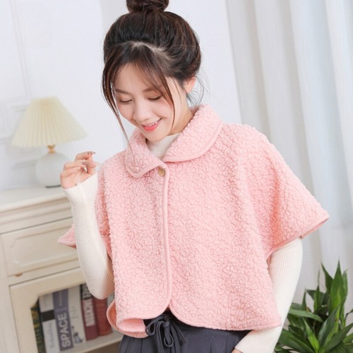 Lady Cropped Top Cloak Poncho Cape Faux Wool Fleece Shawl Jacket ...