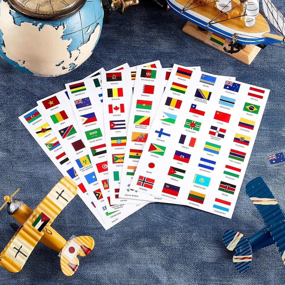 384 Pieces World Flag Stickers Assorted Country Flag Stickers Flags of ...