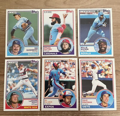 6x Lot 1983 Topps ALL ARE ERROR W/ Blank Back RARE! Sutter, Kingman ...