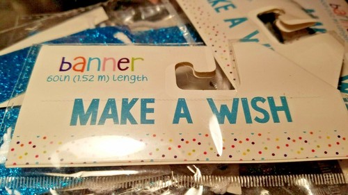 60in Blue Glitter "Make A Wish" banner Bright Beautiful color to ...
