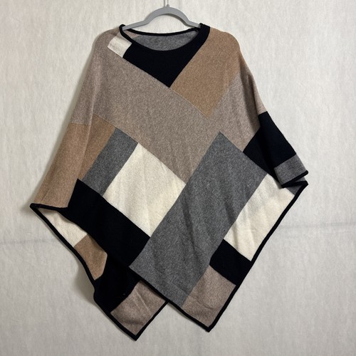 100% Cashmere Color Block Poncho Women's One Size Luxury Sweater | eBay