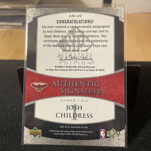 2004-05 SP Signature Edition Josh Childress Authentic Signatures #AS-JC ...
