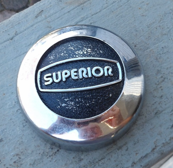 vintage SUPERIOR Wheel Chrome and Black Center Cap Car Truck 3" Hubcap ...