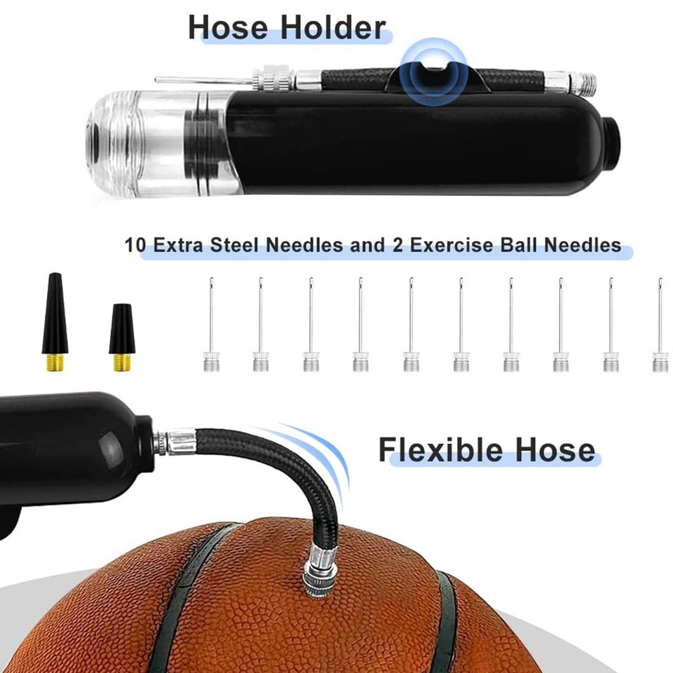 Basketball Pump Air Pump,for Sports Balls with 10Pcs Needles & 2Pcs6382 ...