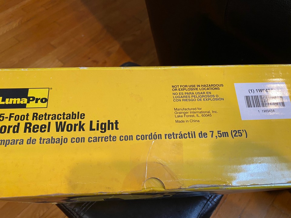 LUMAPRO 1W943A Incandescent Retractable 25 Foot Cord Reel Work Light ...