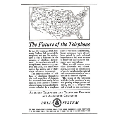 1926 American Telephone, Bell: Future of the Telephone Vintage Print Ad ...