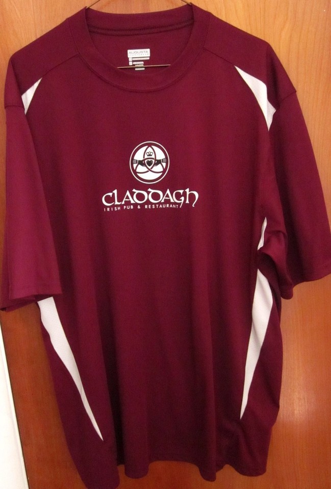 CLADDAGH IRISH PUB logo tee XL polyester athletic T shirt soccer jersey ...
