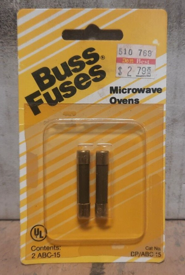 COOPER BUSSMANN #BP/ABC-15 LOT OF 2 FAST-ACTING MICROWAVE OVEN FUSES ...