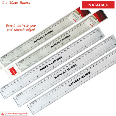 30cm/300mm/12"inch NATARAJ Scale Clear Plastic High Quality Rulers Pack ...