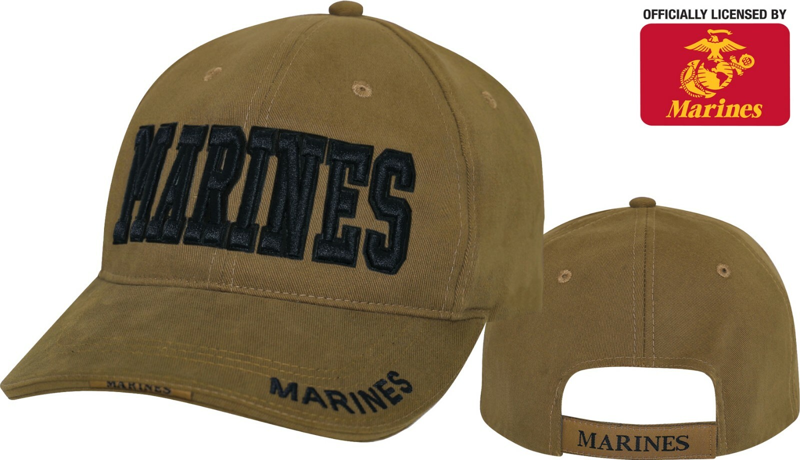 MARINES Baseball Hat Adjustable Low Profile USMC Deluxe 3D Embroidery ...
