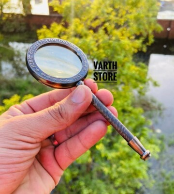 Brass Magnifying Glass With Leather Cover Vintage Gift Antique Marine ...