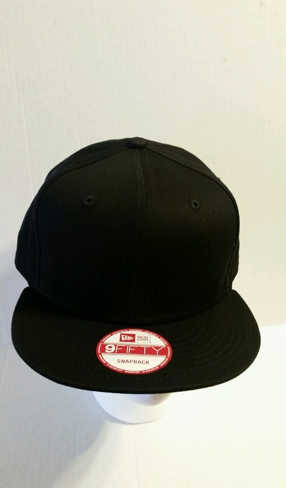 New Era 9Fifty Flat Snapback Hat Cap Blank NE400 { BLACK } NE 9FIFTY | eBay