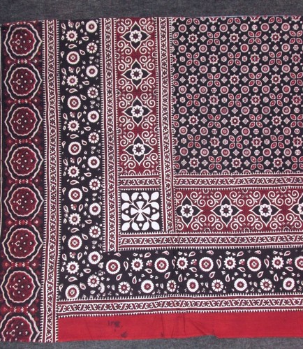 Vintage Sindhi Ajrak Sheet Fabric Hand Print Shawl Scarf Traditional ...