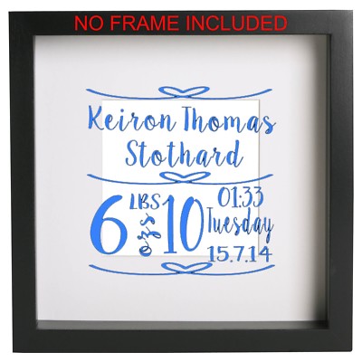 Personalised Baby Birth Box Frame Sticker Christening Birth Gift Ribba ...
