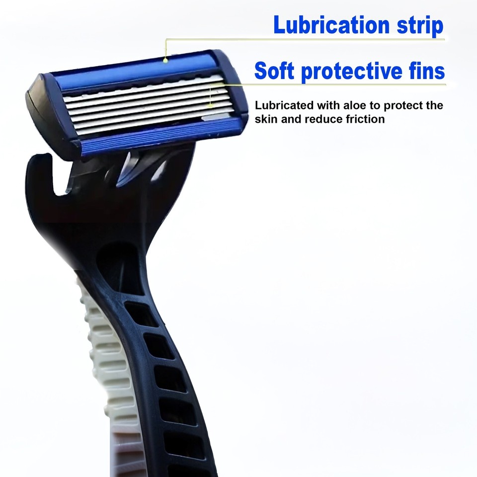 24 Stainless Steel 6 Blade Shaving Disposable Razors with 2 Handles for ...