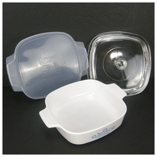 Corning Ware Blue Cornflower 1 Qt Casserole Dish Pyrex Lid Plastic Snap ...
