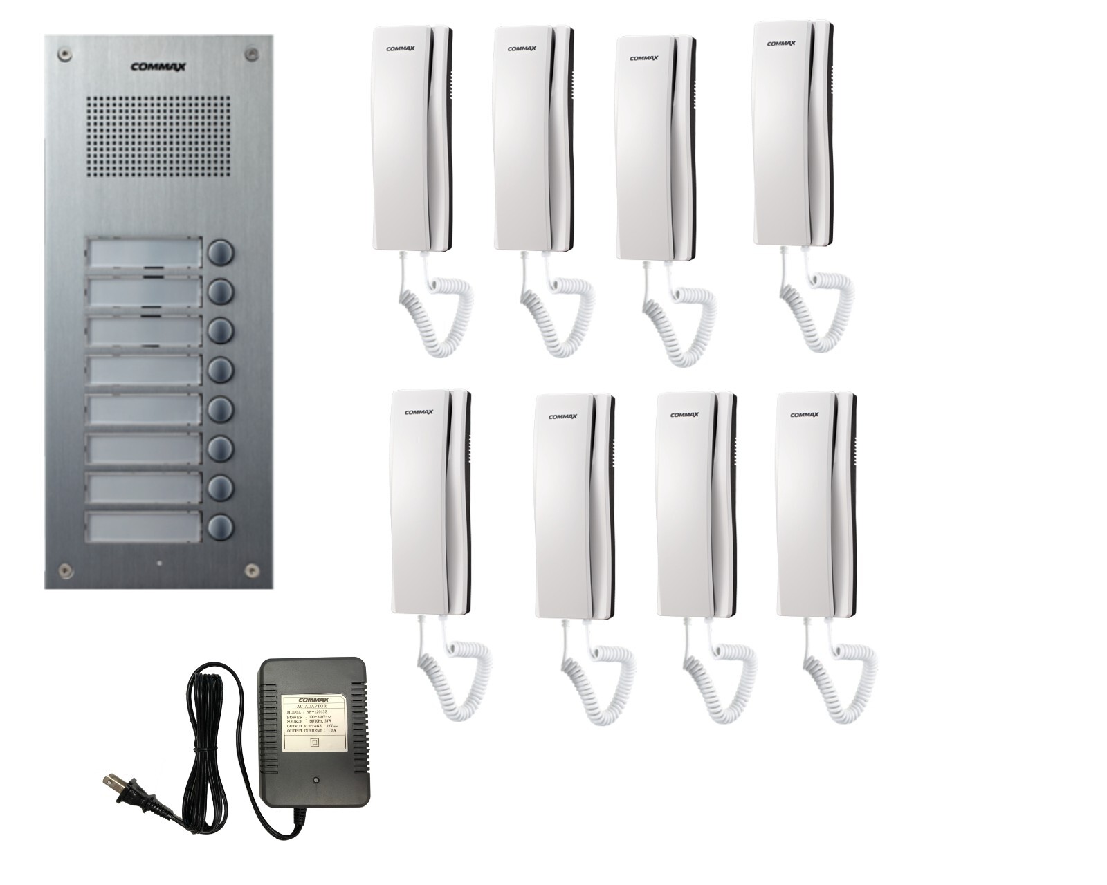 COMMAX Audio Intercom for 8-Apartment Building: DR-8UM x1, DP-SS x8, RF ...