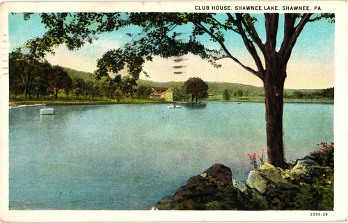 Club House Shawnee Lake Shawnee PA White Border Postcard 1930s | eBay