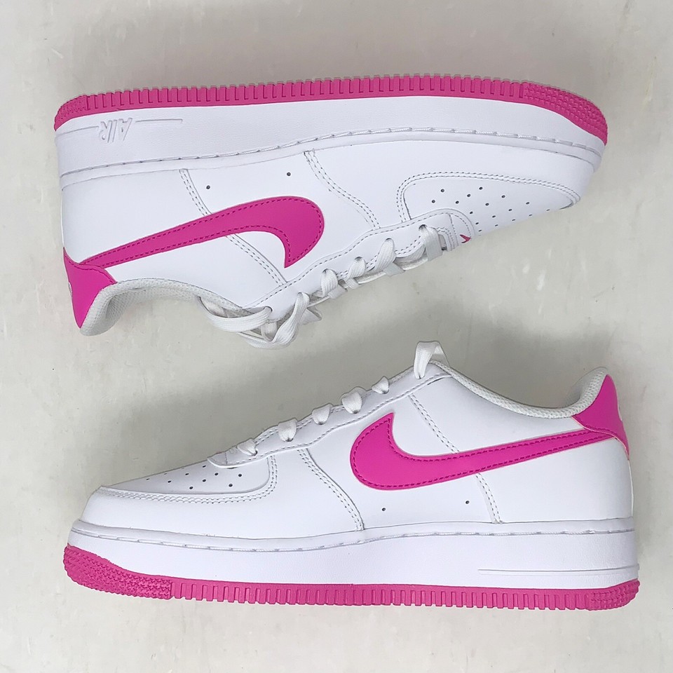 Nike Air Force 1 'Fuchsia Pink' White Sneakers, Size 5.5Y / 7W BNIB ...