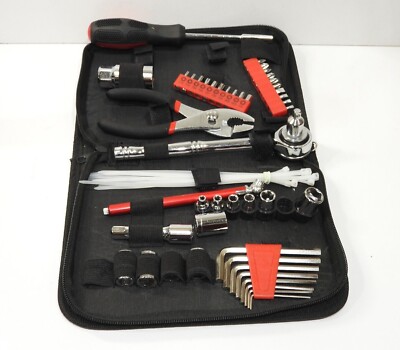 Apollo Tools DT9774 SAE Auto Tool Kit with Zippered Case, 56-Piece, Red ...