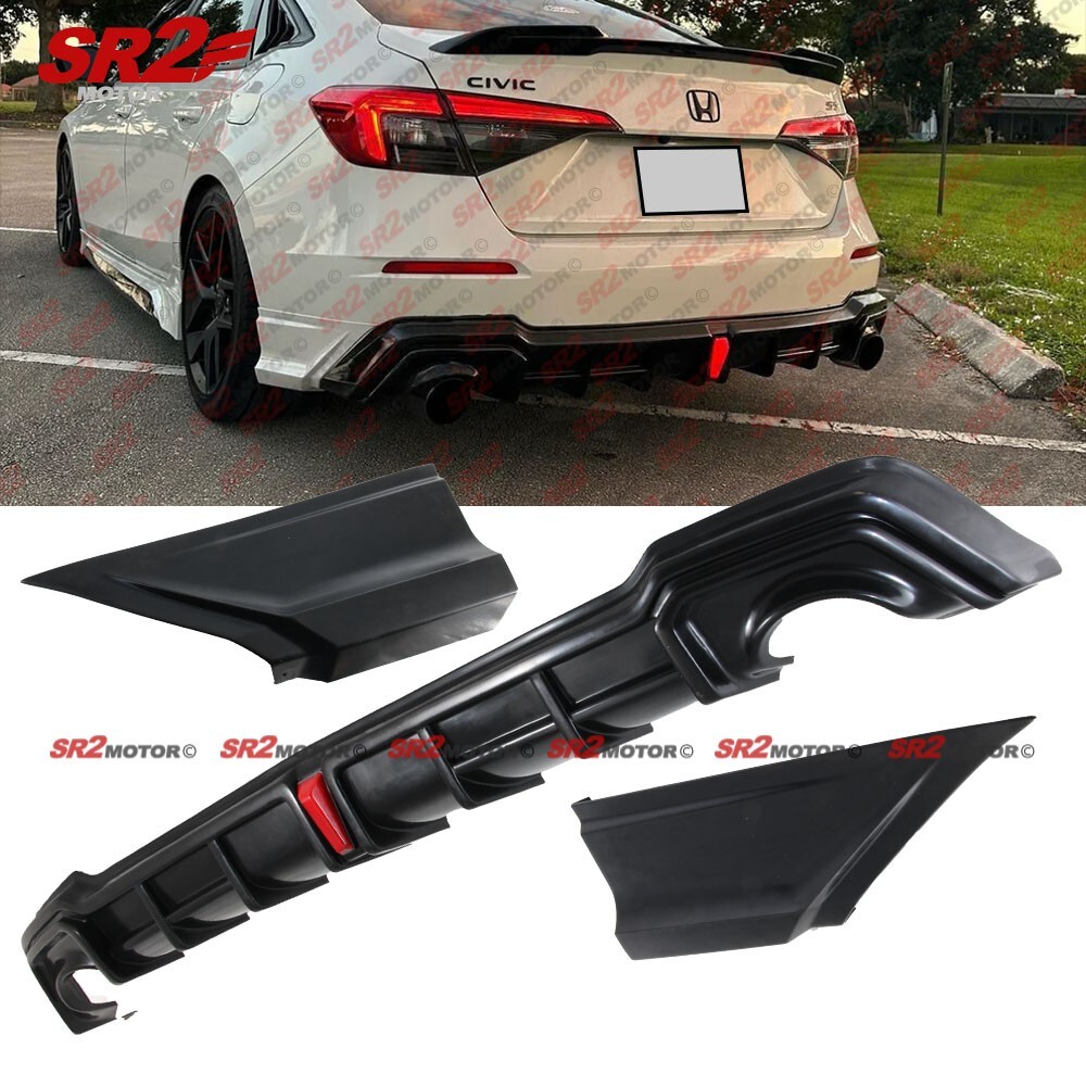 For 22-24 Honda Civic Sedan LED Brake Light Yofer Rear Bumper Diffuser ...