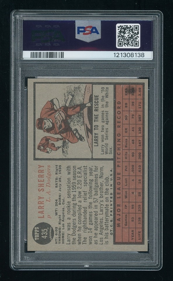 1962 Topps #435 Larry Sherry PSA 6 EX-MT | eBay UK