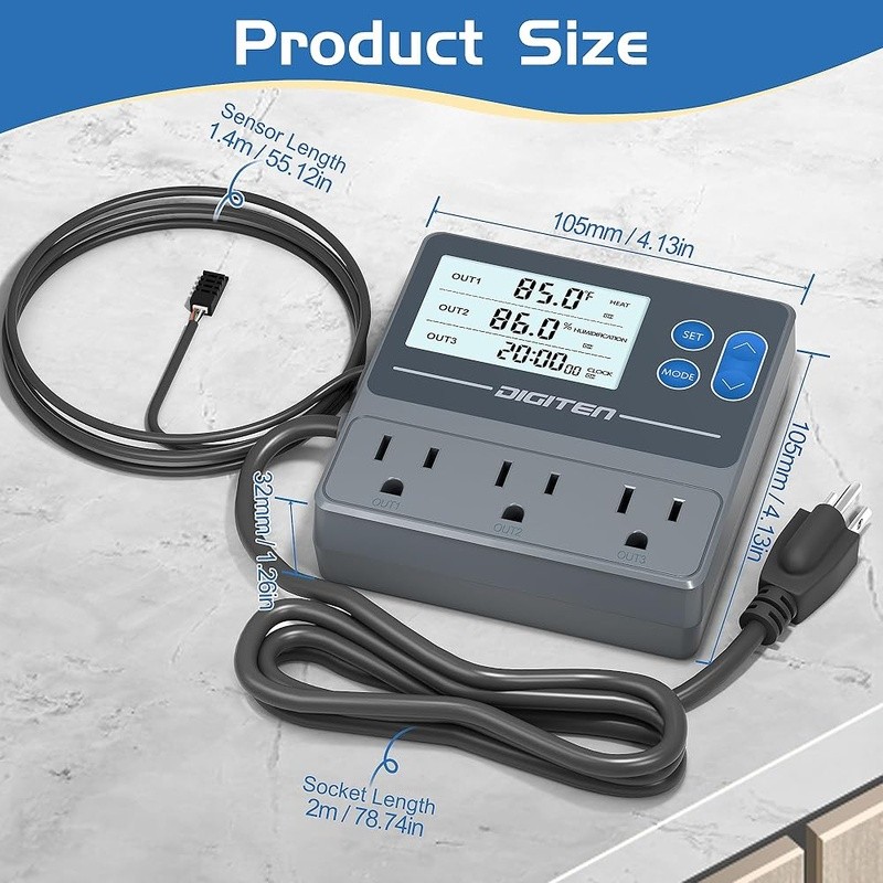 3-in-1 Temperature Humidity Timer Controller Grow Tent Heater ...