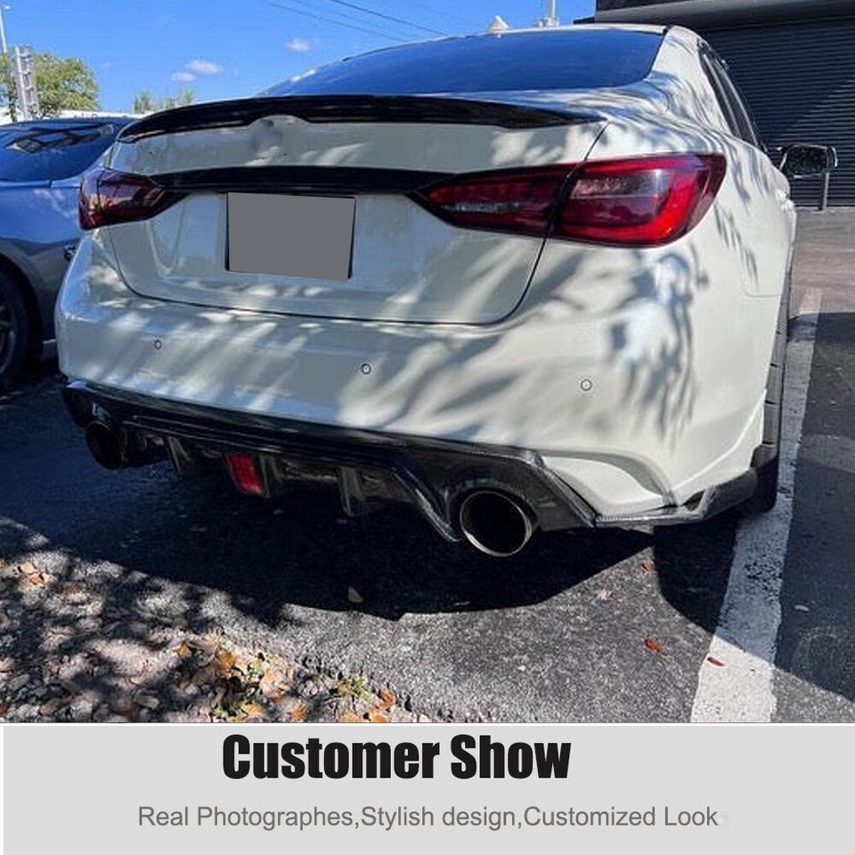 For Infiniti Q50 Q50S 2018-2023 Real Carbon Rear Bumper Lip Diffuser W ...