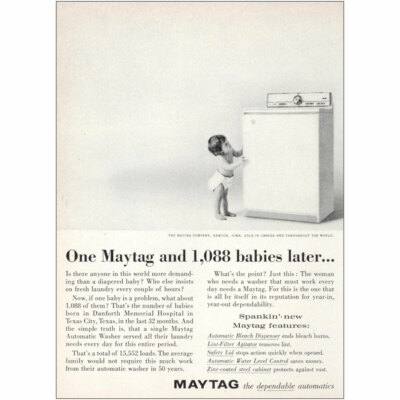 1961 Maytag: One Maytag and 1088 Babies Later Vintage Print Ad | eBay