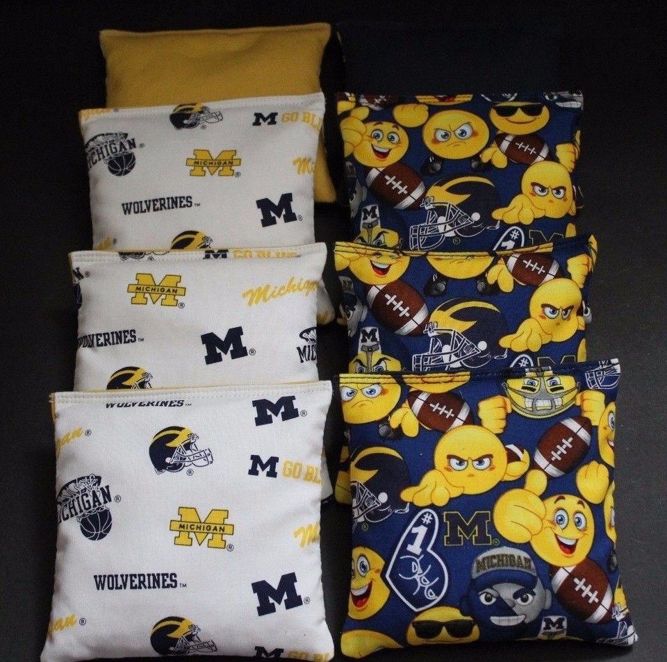 EMOJI University of MICHIGAN WOLVERINES 8 Cornhole Bean Bags ACA ...