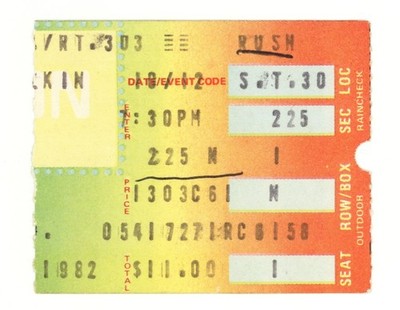 Rush the band Rory Gallagher 11/3/82 Cleveland Richfield Rescheduled ...