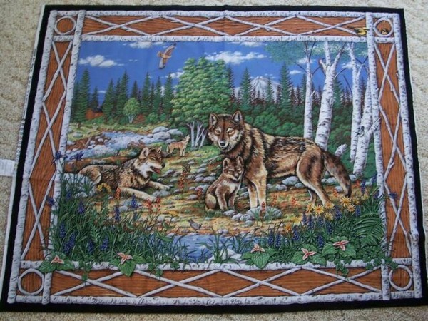 Wolves in The Wild Wall Hanging Quilt Top Panel Fabric Wolf 100 Cotton ...