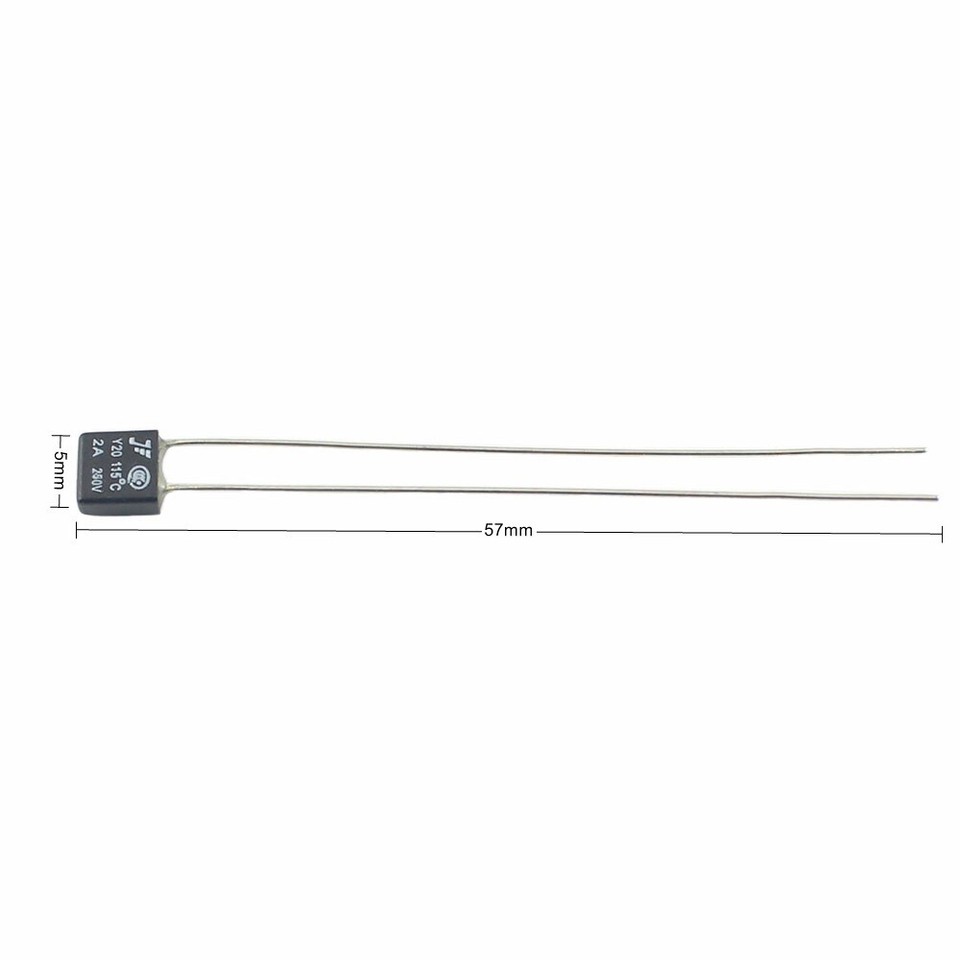 50pcs RH Thermal Fuse 115 Degree 250V 2A Black Square Temperature ...