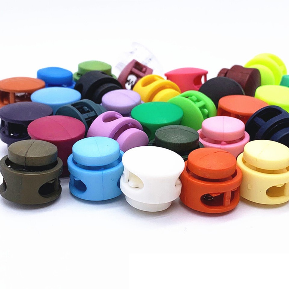 20 x 2 Hole Heavy Duty Plastic Cord Lock Clamp Toggle Stop Slider for ...