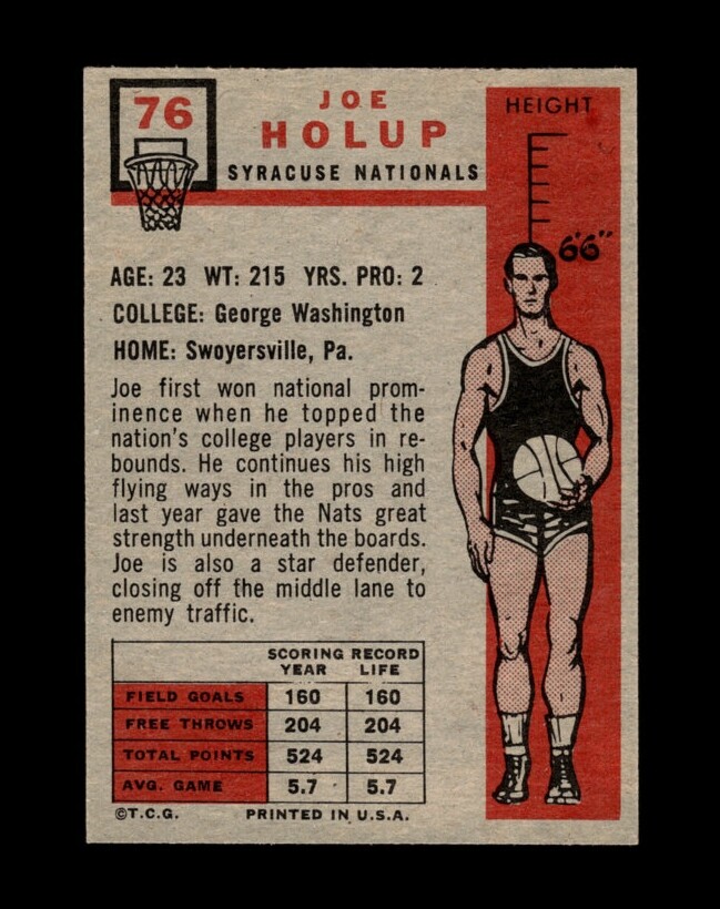 1957-58 Topps Set-Break # 76 Joe Holup EX-EXMINT *GMCARDS* | eBay
